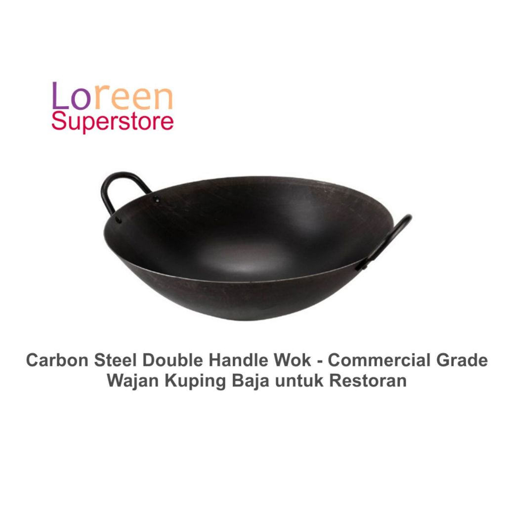 Jual Wajan Wok Restora Chinese Food Kuping Baja Carbon Steel Tebal 38 ...