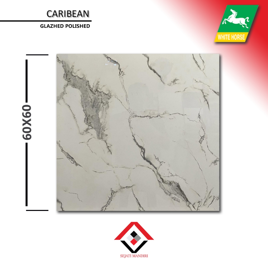 Jual granit 60x60 - motif marmer - white horse carribean | Shopee Indonesia