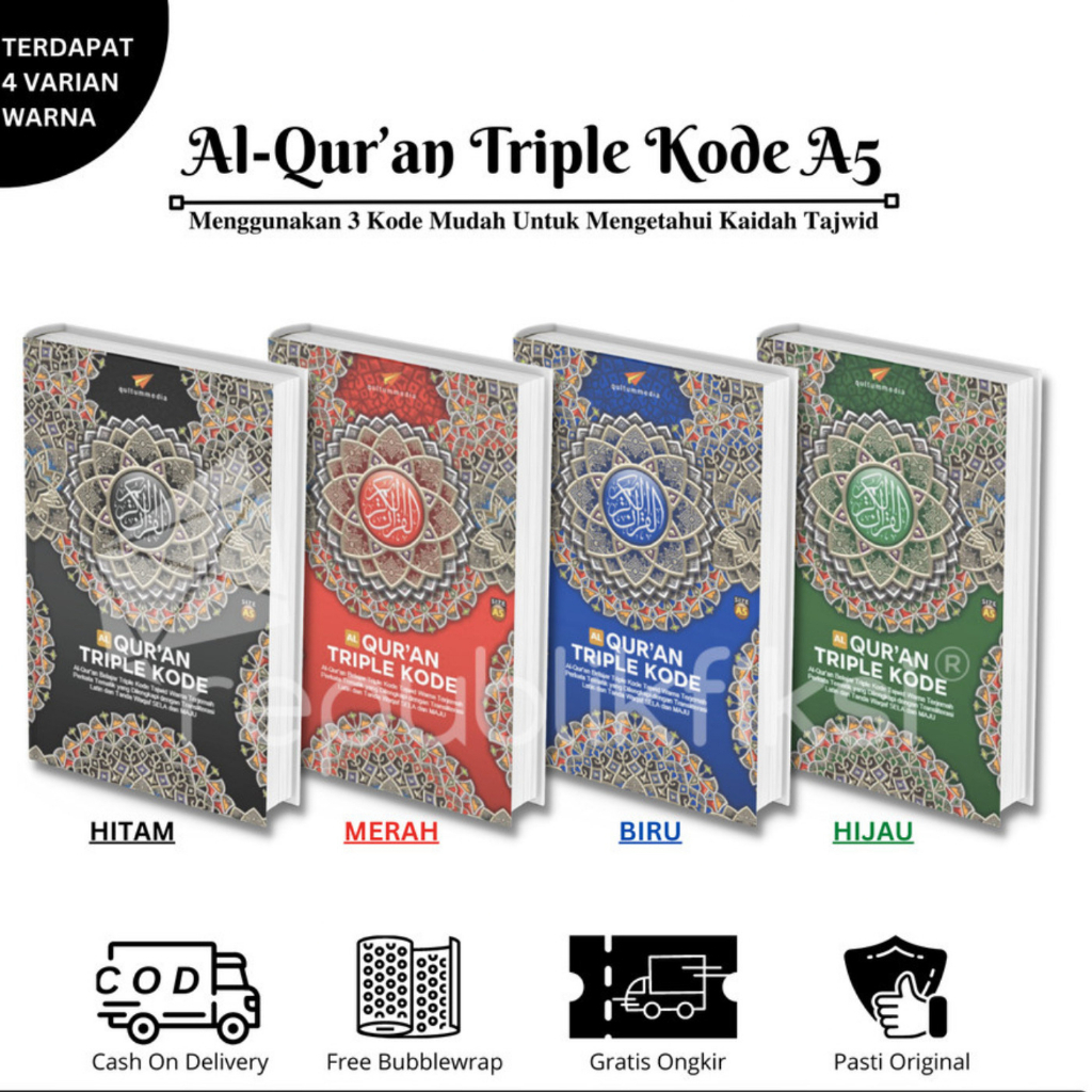 Jual AL QURAN TRIPLE KODE (Q) A5 WARNA HIJAU/BIRU/MERAH/HITAM | Shopee ...
