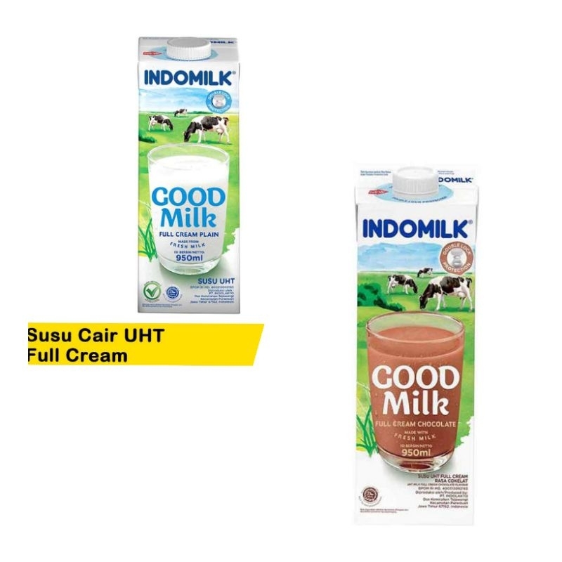 Jual INDOMILK SUSU CAIR UHT RASA FULL CREAM/CHOCOLATE/COKLAT 950 ML TStore | Shopee Indonesia