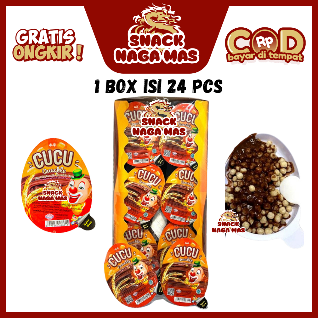 Jual CUCU QUACKLE SNACK BERAS DENGAN COKLAT PASTA BENTUK TELUR [1 BOX ...