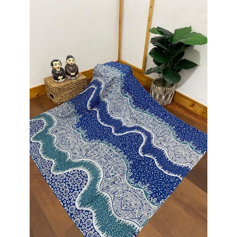 Jual Kain batik solo alusan abstrak beras kecer biru | Shopee Indonesia