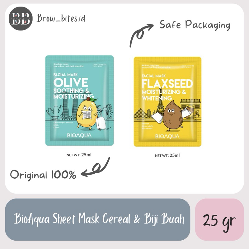 Jual New BIOAQUA Masker Wajah Cereal Sheet Mask & Biji Buah Face Mask ...