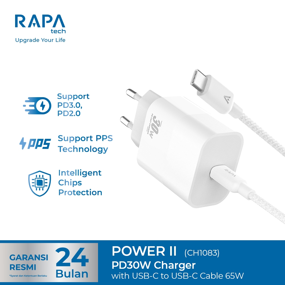 Jual RAPAtech Power II Charger Mfi iP 15 iP 16 Fast Charging 30W 25W ...