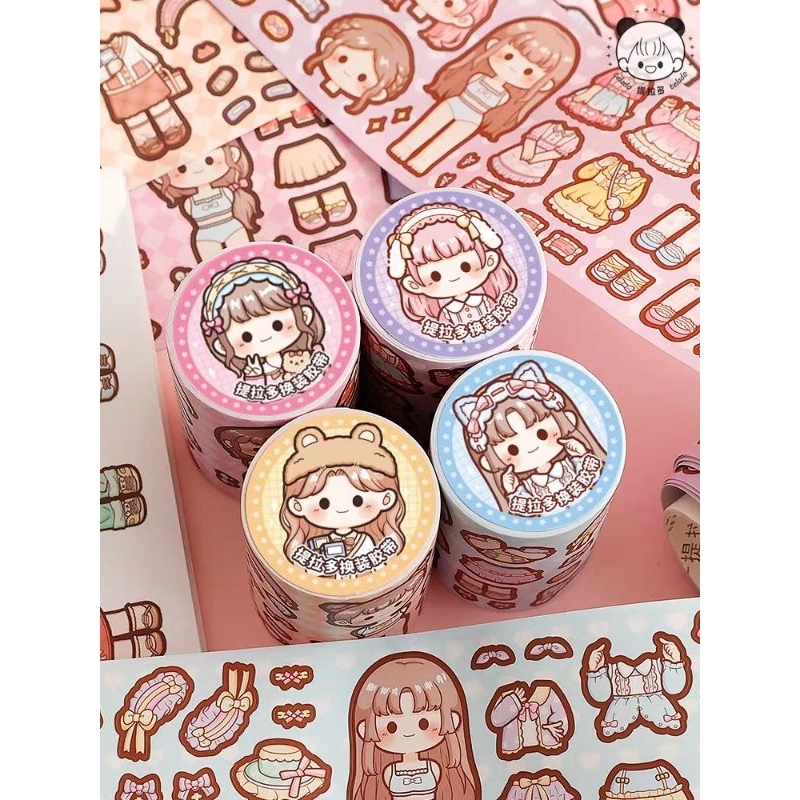 Jual 1roll 2m Stiker Washitape Sticker Roll Telado Dress Up Ganti Baju ...