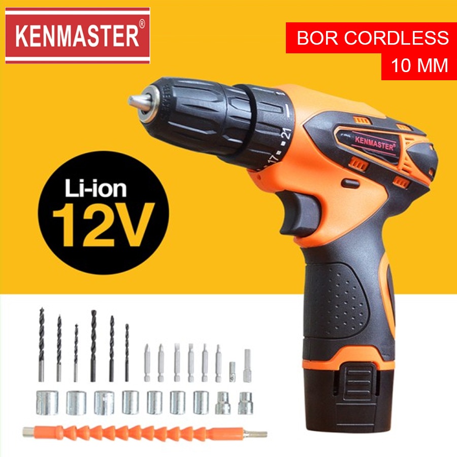 Jual Kenmaster Mesin Bor Cordless Drill / Bor Baterai / Bor Listrik 10 ...