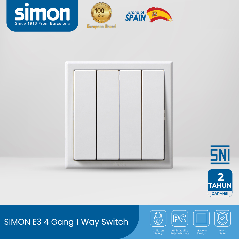 Jual SIMON E3 4 Gang 1 Way Switch / Saklar listrik / Saklar on-off ...