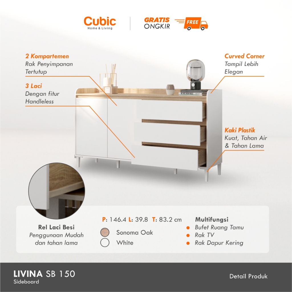 Jual Cubic Sideboard Minimalis / Bufet Serbaguna / Lemari Kabinet ...