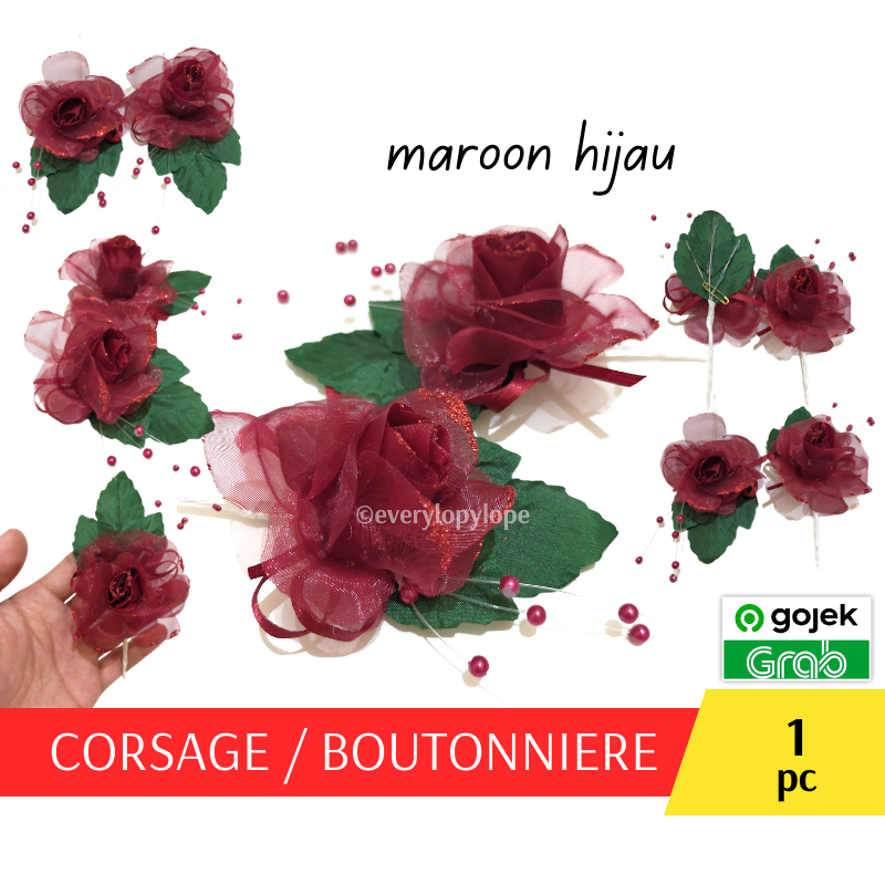 Jual Corsage Pin Jas Korsase Bros Panitia Bunga Dada Warna Merah Daun ...