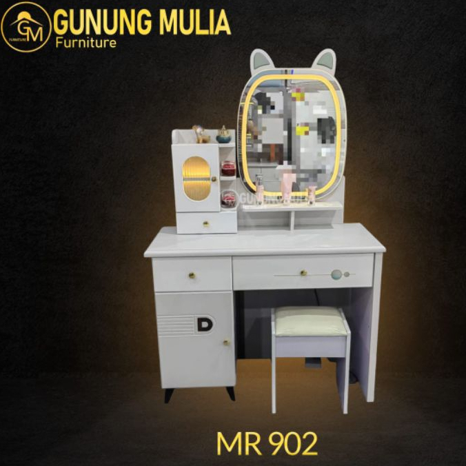 Jual Meja Rias Kaca Lampu Led / Kaca Unik Aesthetic + Kursi MR 902 | Shopee Indonesia