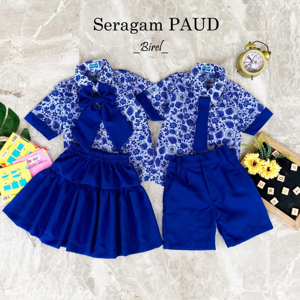 Jual Baju Batik PAUD Biru Seragam Batik TK Anak Setelan Seragam Sekolah ...