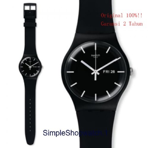 Jual Original 100%!! Swatch Jam Tangan Unisex Karet SO29B704 Mono Black ...