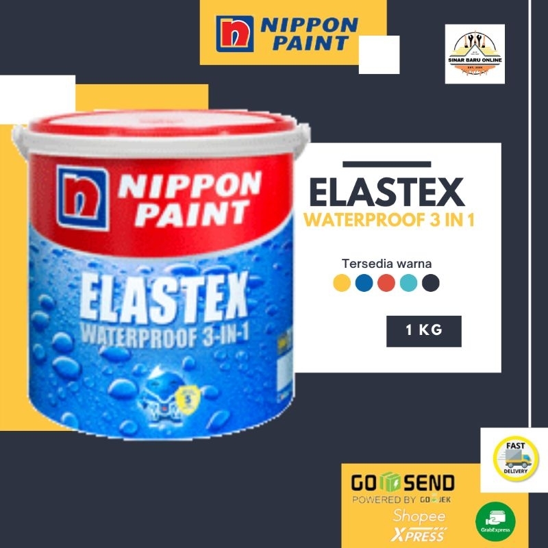 Jual Cat Tembok Eksterior Nippon Paint Elastex 1 Kg Waterproof 3 in 1 / Cat Pelapis Anti Bocor ...