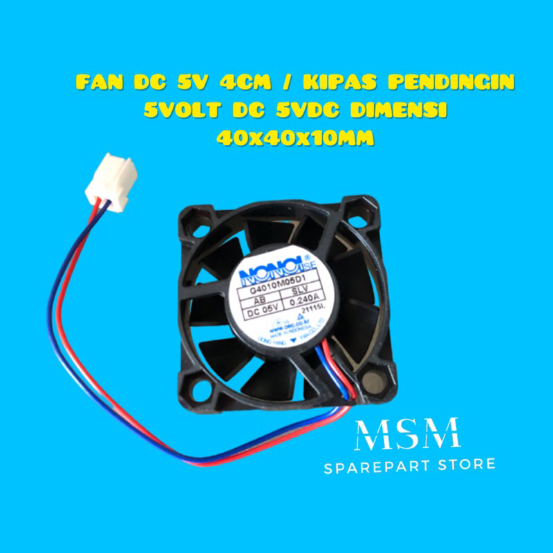 Jual FAN DC 5V 4CM / KIPAS PENDINGIN 5VOLT DC 5VDC DIMENSI 40x40x10MM ...