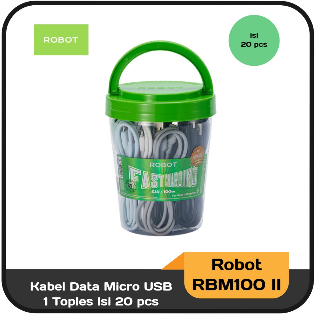 Jual Kabel data Micro USB robot RBM100 2A 1 Toples isi 20 pc | Shopee Indonesia