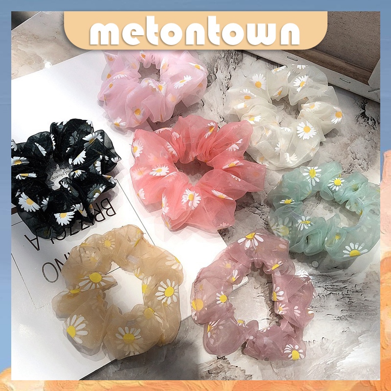 Jual Ikat Rambut Wanita Bunga Daisy Srunchie Cewek Aesthetic Look Bahan ...