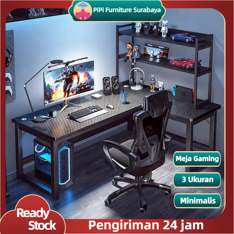 Jual PiPi Furniture L shaped Meja / Meja Serat Karbon /Meja Gaming Pola ...