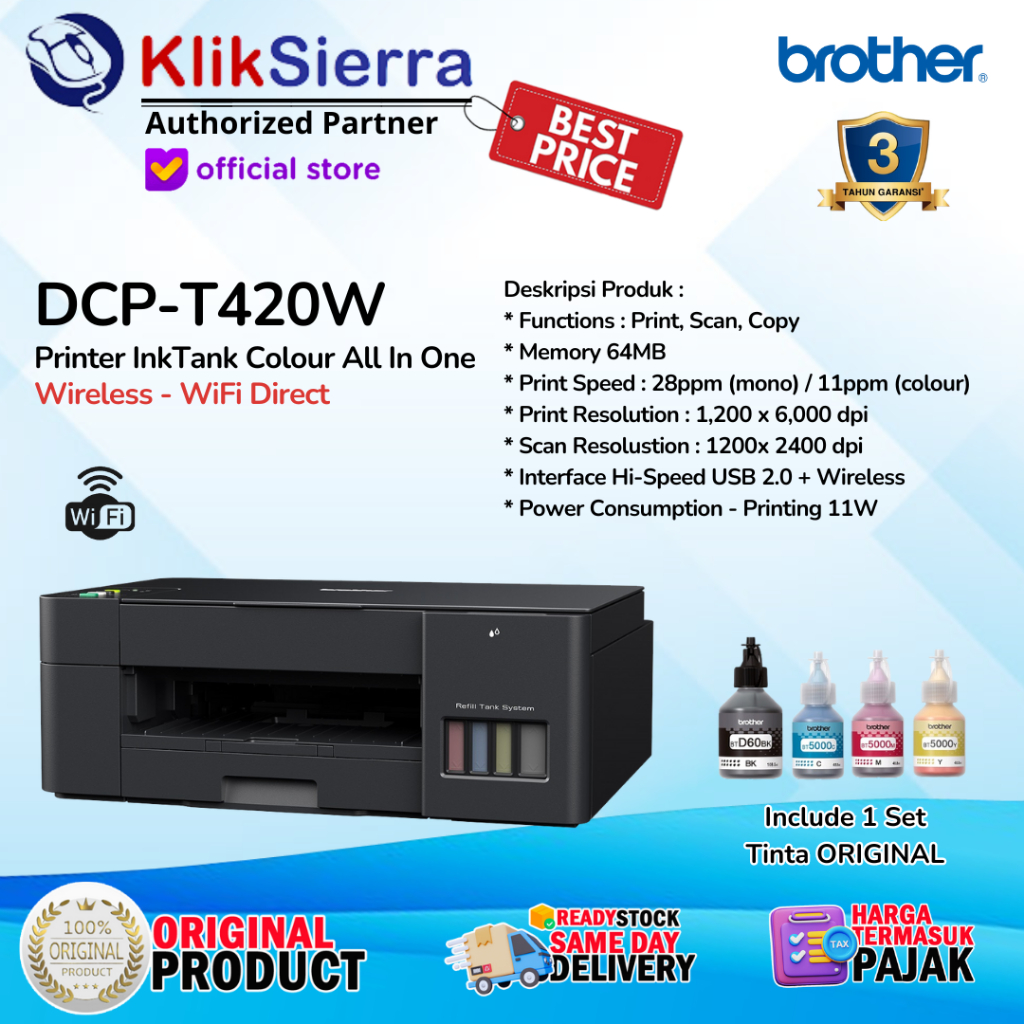 Jual BROTHER DCP-T420W Printer Ink Tank Colour AIO Multifunction T420 ...