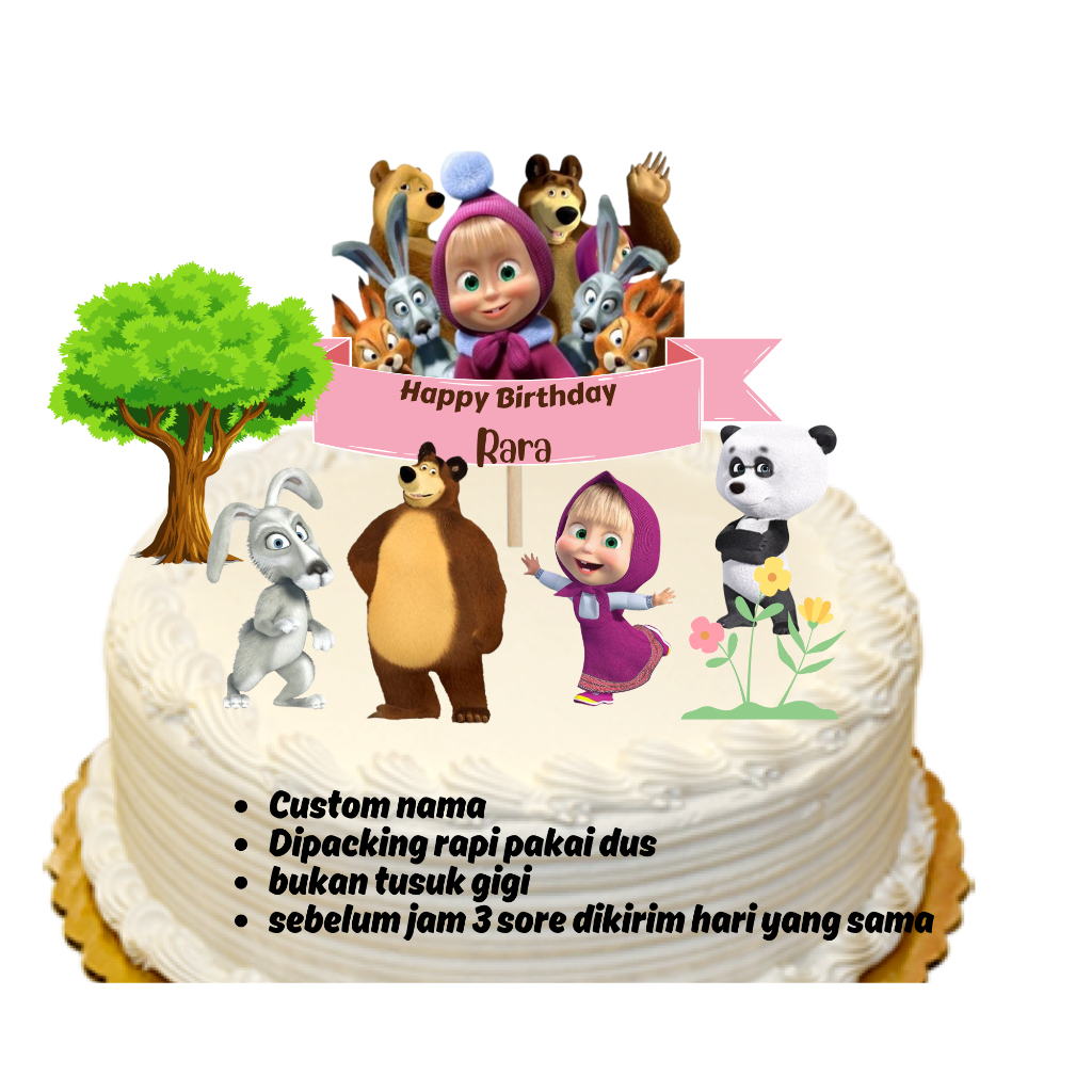 Jual topper cake marsya dan beruang / masrya and the bear / hiasan kue ...