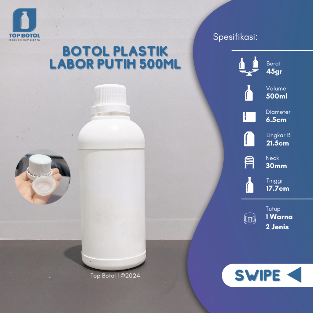 Jual (Paket Isi 15pcs) Botol Agro Labor 500ml Plastik HDPE Putih Solid / Botol Pupuk 500 ml ...