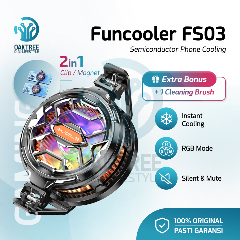 Jual Oaktree Funcooler FS03 Fan Cooler HP Pendingin HP Tablet Cooling Fan | Shopee Indonesia