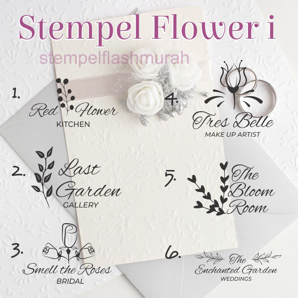 Jual stempel custom i desain bunga flash tinta otomatis wedding flower ...