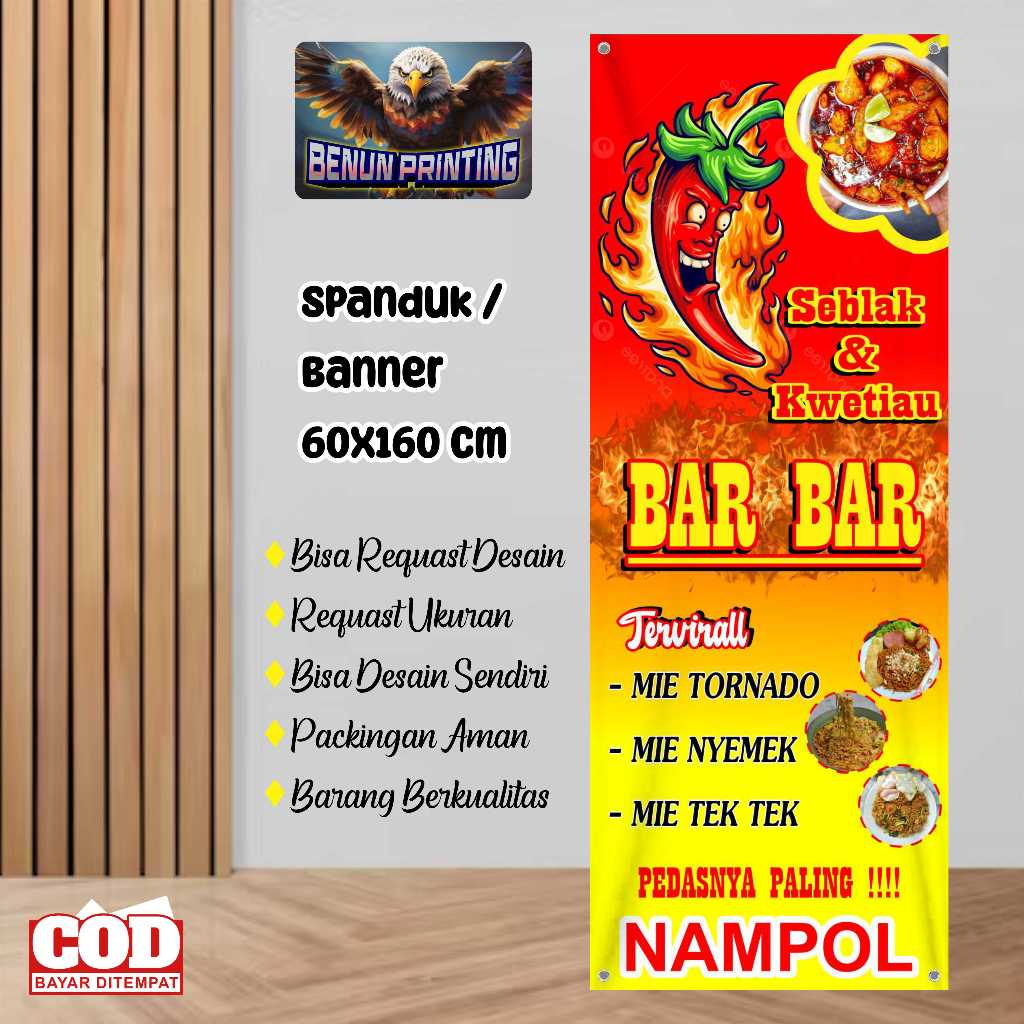 Jual Spanduk Banner 60x160 Seblak Prasmanan Barbar Custom Desain ...