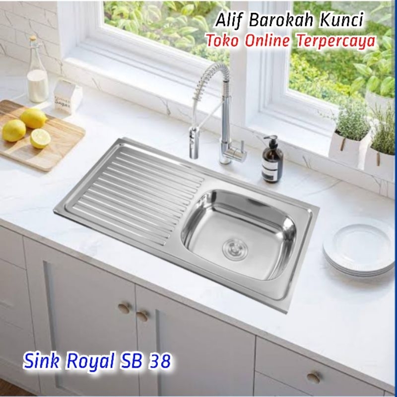 Jual Kitchen Sink Royal SB 38 / Bak Cuci Piring Stainless Stell 1 Lubang Royal SB38 | Shopee ...