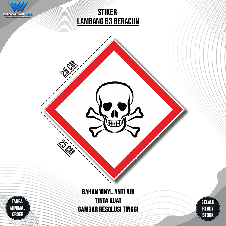 Jual Stiker label Simbol limbah B3 K3 Hazmat Beracun Bahan Vinyl Anti ...