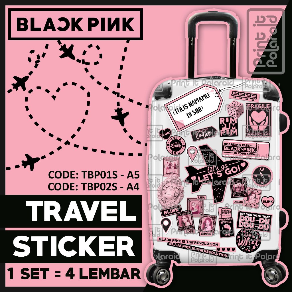 Jual TRAVEL STIKER Koper Kpop style korea lugage Blink black pink idol ...