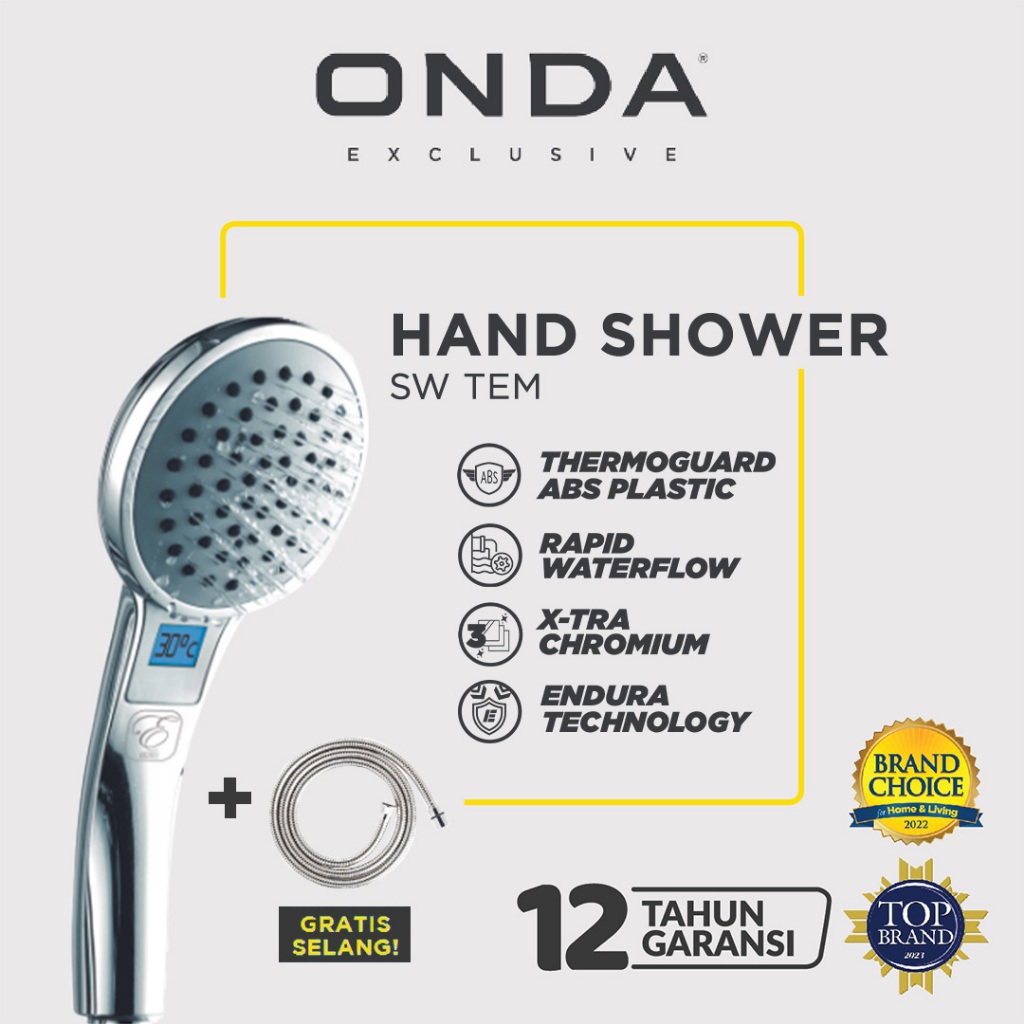 Jual ONDA Hand Shower Mandi Genggam Kepala Shower Full Set Suhu Air ...