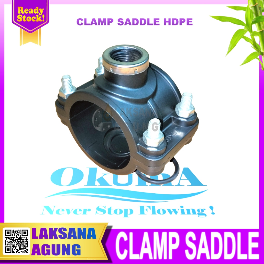 Jual Okuma - Clamp Saddle Hdpe 63 x 1/2" | Clamp Saddle 2" x 1/2" inch | Shopee Indonesia