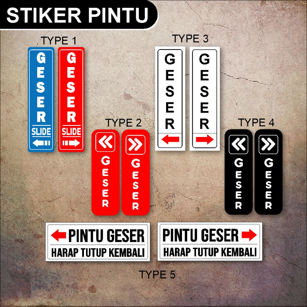 Jual STIKER PINTU GESER, STIKER PINTU HARAP TUTUP KEMBALI, TARIK ...