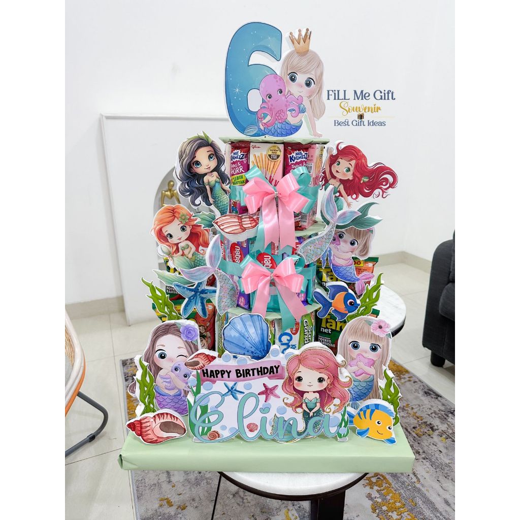 Jual BJ - Mermaid Snack Tart Tower Cake Birthday / Kue Cemilan Snack ...