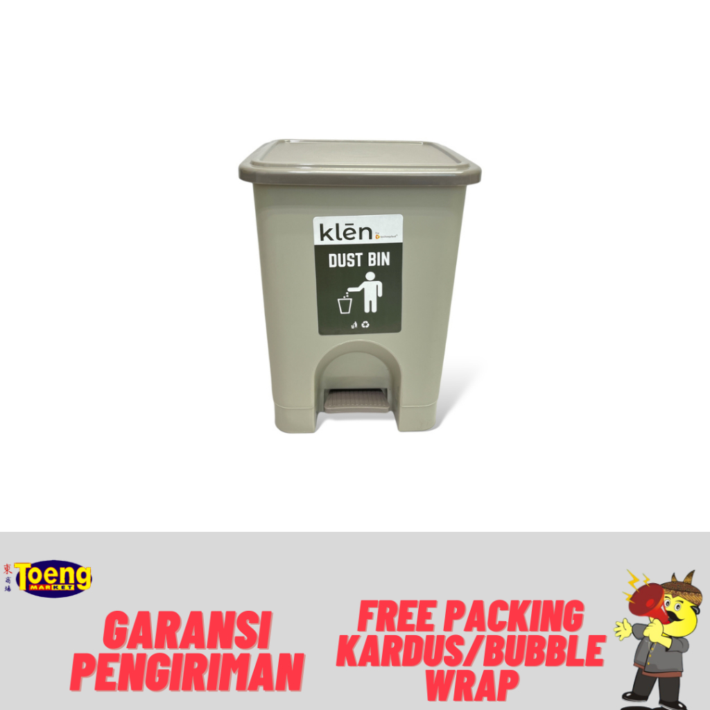 Jual DUSTBIN SQUARE 13.7L KLEN #D101.TIDU/6P TP / KOTAK SAMPAH INJAK ...