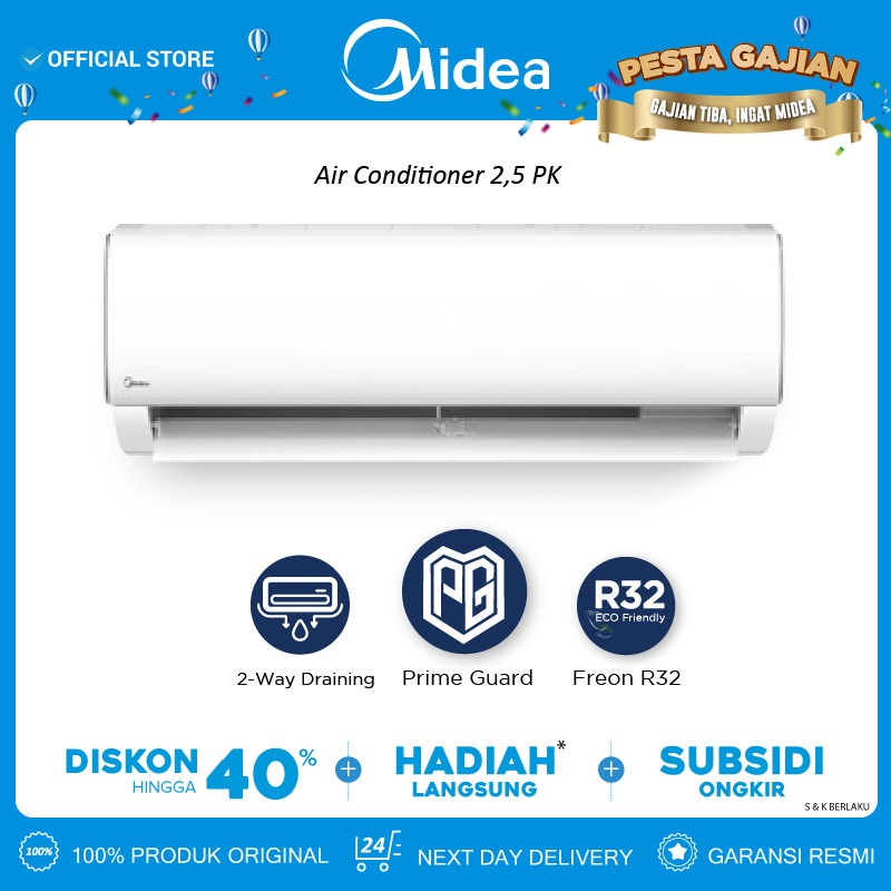 Jual Midea AC Standard 2.5 PK R32 Series MSAF-24CRN2X (Unit Indoor ...