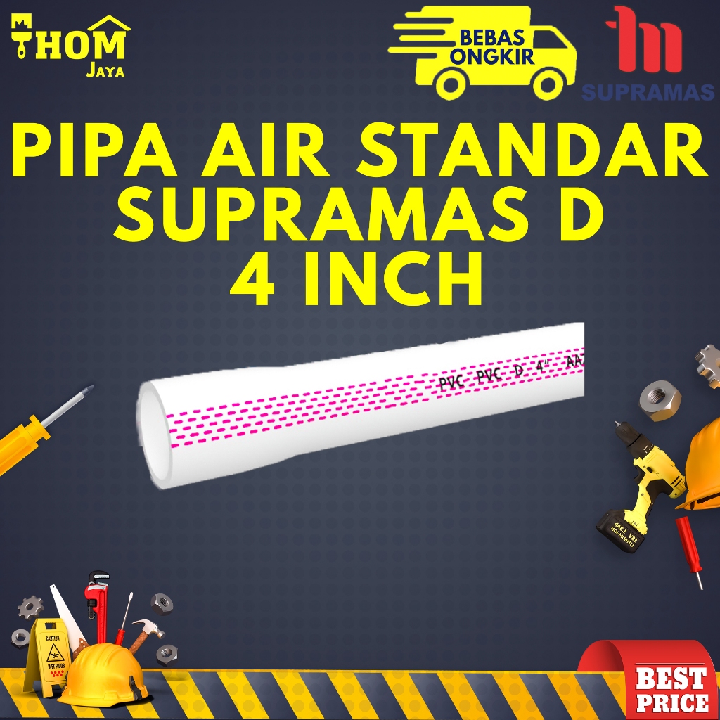 Jual PIPA AIR STANDAR / PRALON / PIPA PVC D SUPRAMAS - 4 INCH - PANJANG 4 METER | Shopee Indonesia