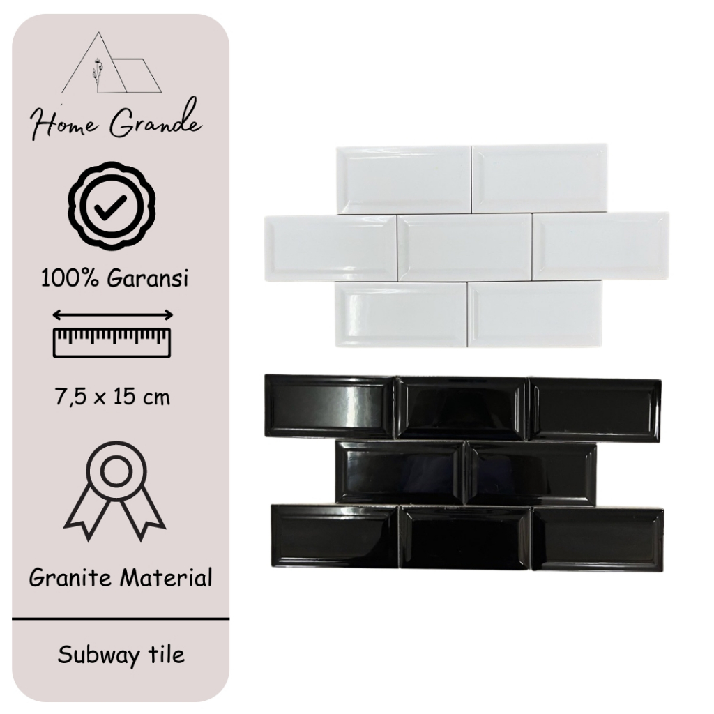 Jual Granite Keramik dinding 7,5 x 15 subway tile bevel | Shopee Indonesia