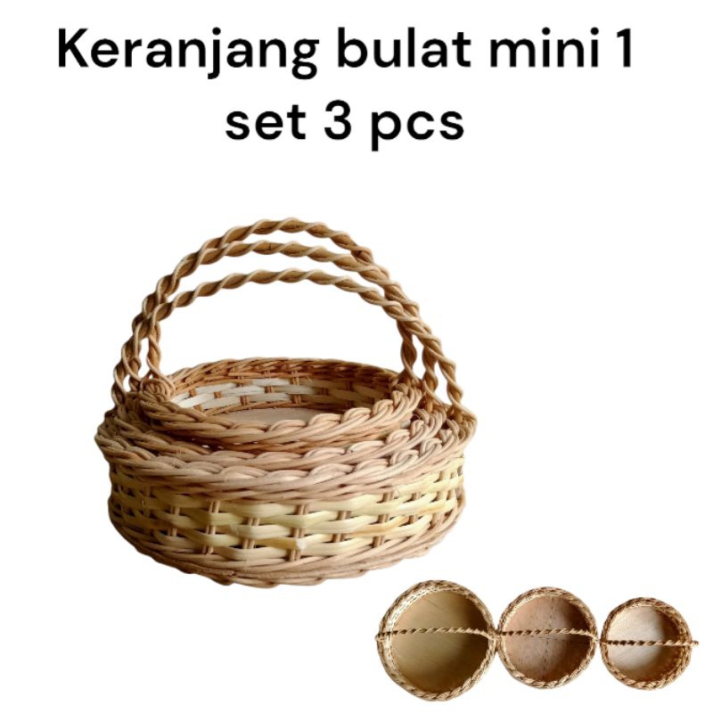 Jual keranjang bulat mini 1 set ( 3 pcs ) ,keranjang buah ,keranjang ...