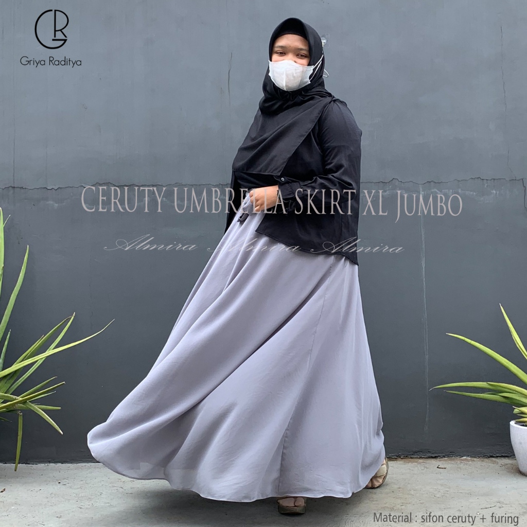 Jual Rok Jumbo Panjang Big Size Sifon Chiffon Ceruty Ceruti Payung ...