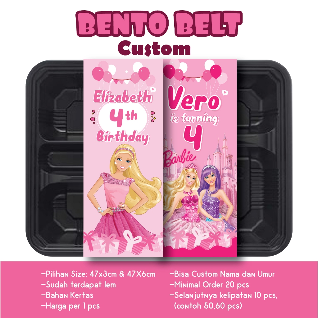 Jual PAPER BELT BARBIE BENTO BELT CUSTOM NAMA ULANG TAHUN HAPPY ...