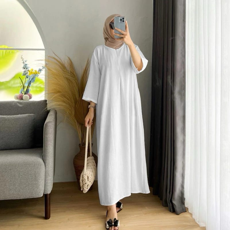 Jual Daster crinkle jumbo DRESS maxi polos ALL SIZE LD 120cm | Shopee ...