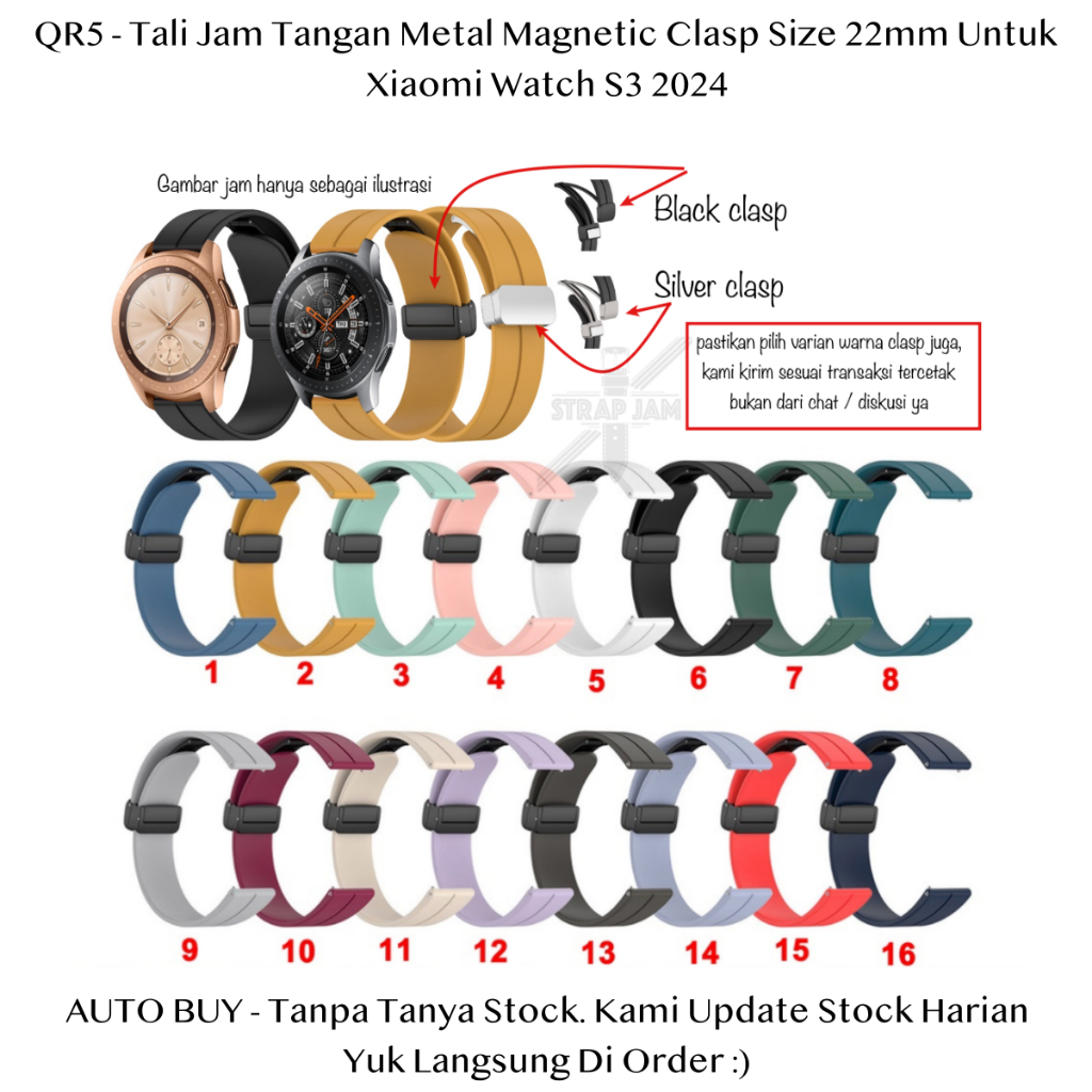 Jual QR5 22mm Strap Xiaomi Watch S3 2024 - Tali Jam Tangan Silikon Magnetic Clasp | Shopee Indonesia