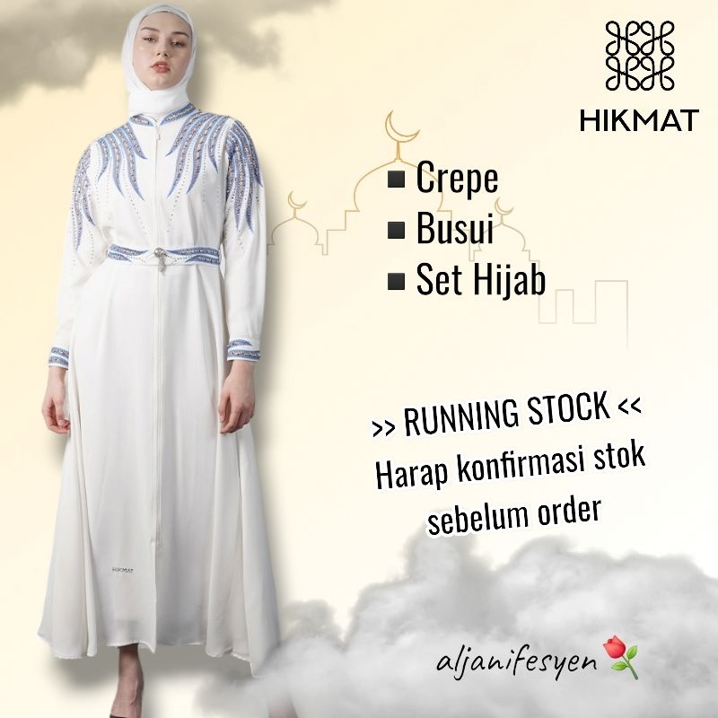 Jual Abaya Hikmat Fashion Original A3006 White | Shopee Indonesia