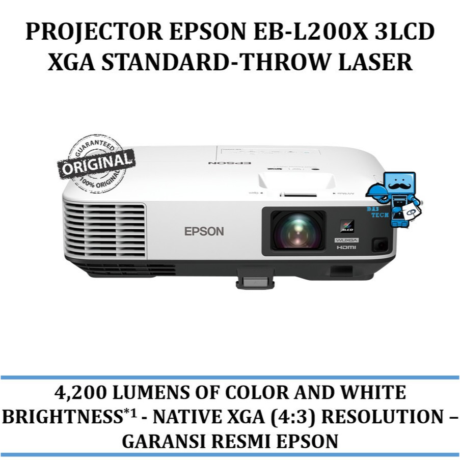 Jual Projector Epson EB L200X 3LCD XGA Standard-Throw Laser built Wireless | Shopee Indonesia