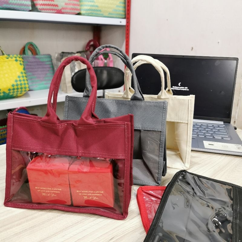 Jual Tas Mika Kombinasi Tas Kanvas Kosmetik TOTE BAG TAS LUCU UNIK ...