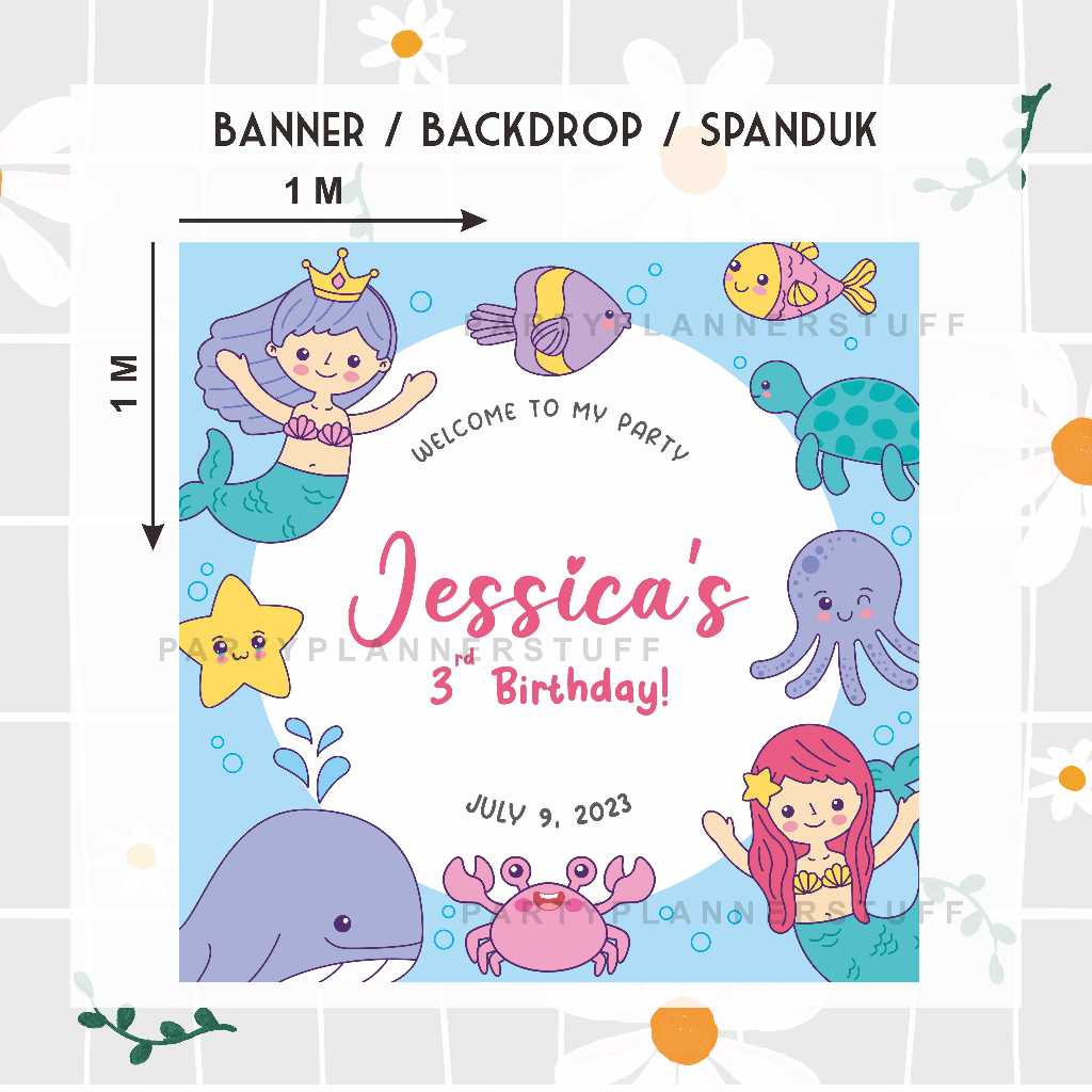 Jual Banner ulang tahun tema mermaid under the sea / spanduk ulang ...