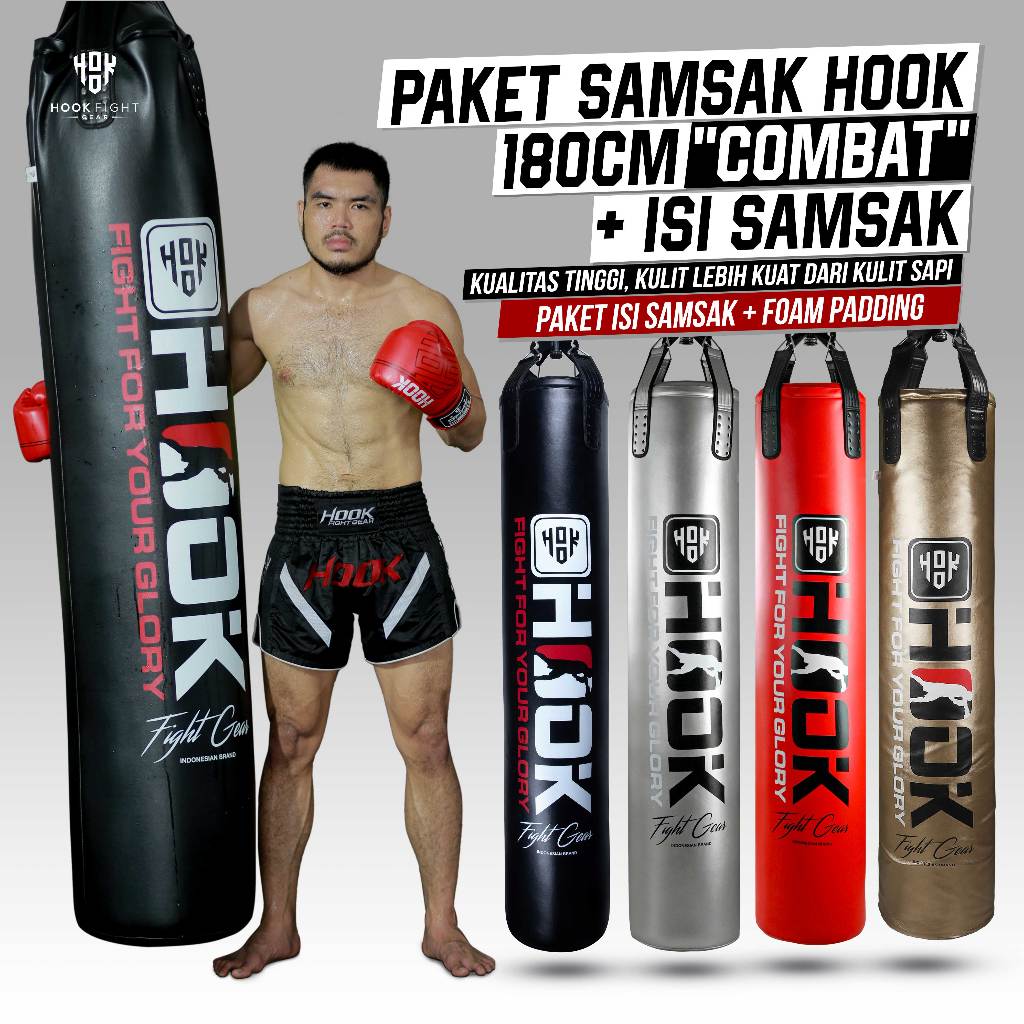 Jual Samsak Gantung 180cm + isi Kain Perca Hook Sansak Tinju Muay Thai ...