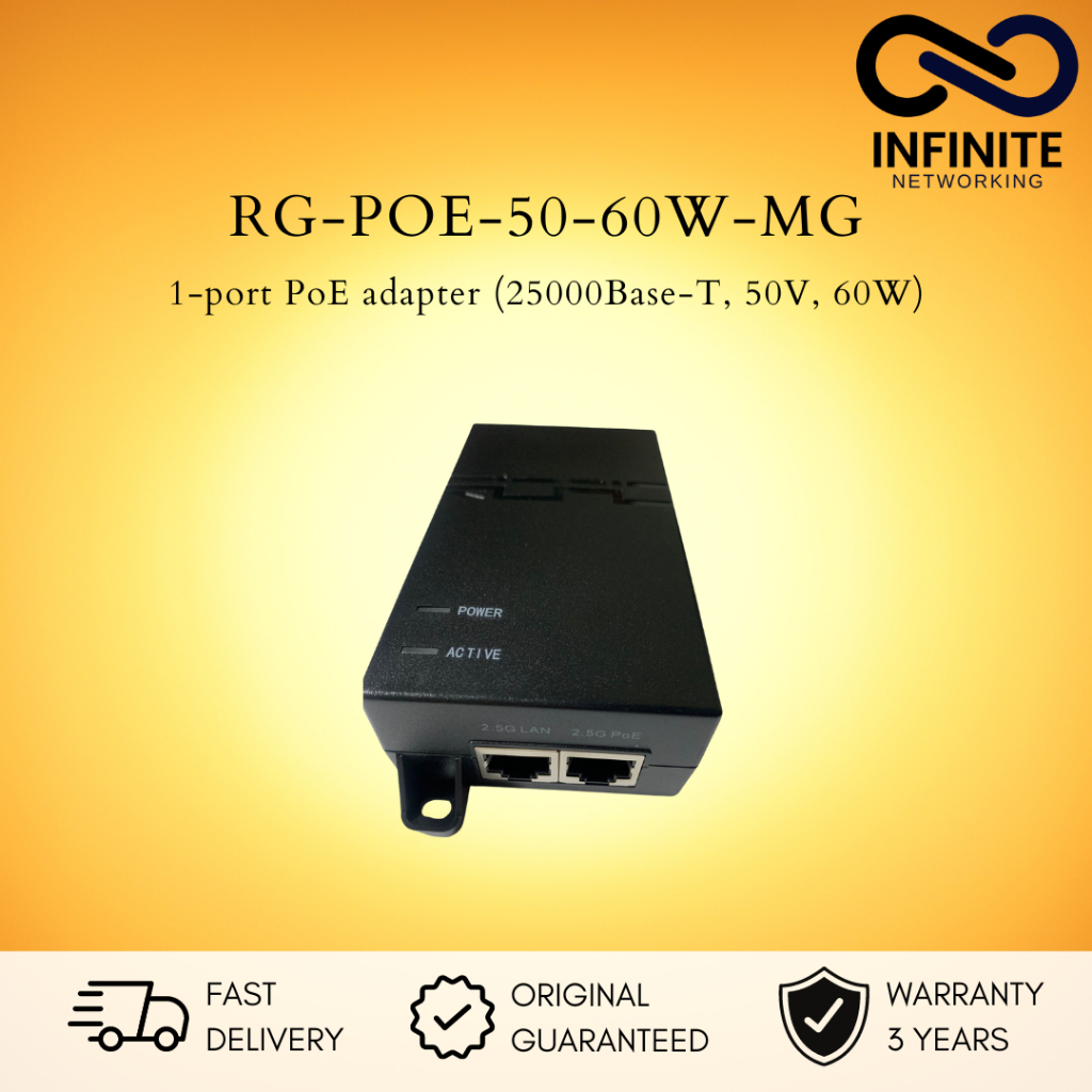 Jual RUIJIE REYEE RG-POE-50-60W-MG 1-PORT POE ADAPTER (25000Base-T, 50V ...