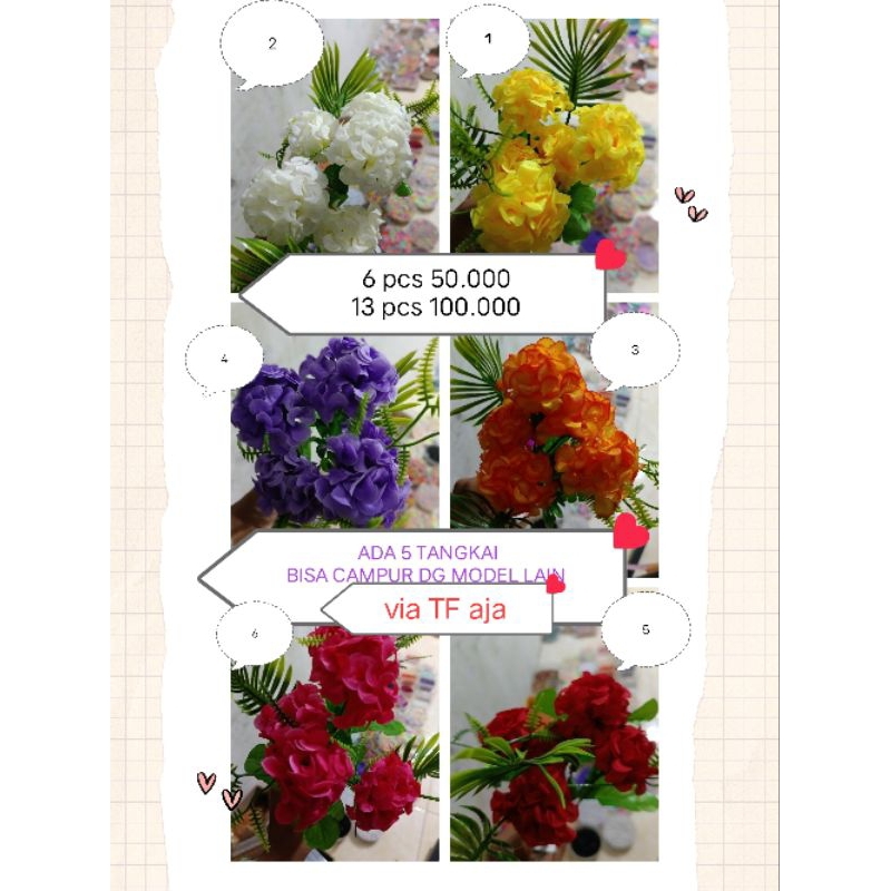 Jual BUNGA PER 1 KUNTUM ISI 5 CABANG DG 5 BUNGA | Shopee Indonesia